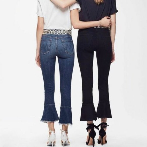 MOTHER | Jeans | Nwt Mother Cha Cha Fray Black High Rise Crop Kick ...